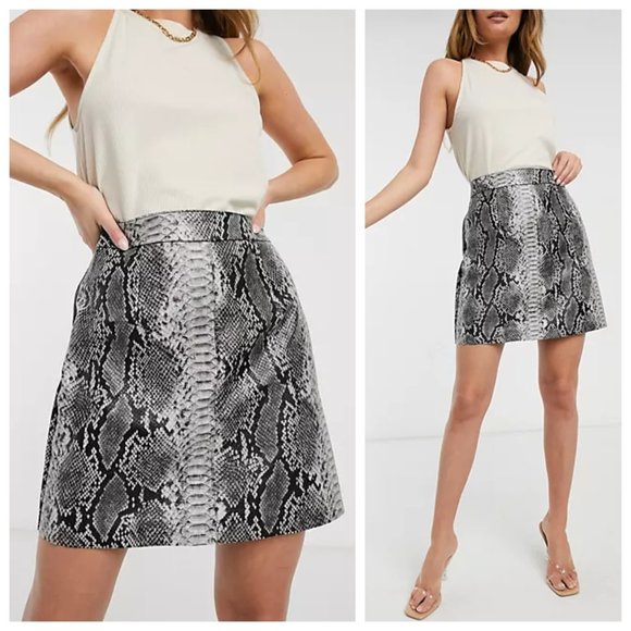 French Connection | Skirts | French Connection Faux Leather Grey Black ...